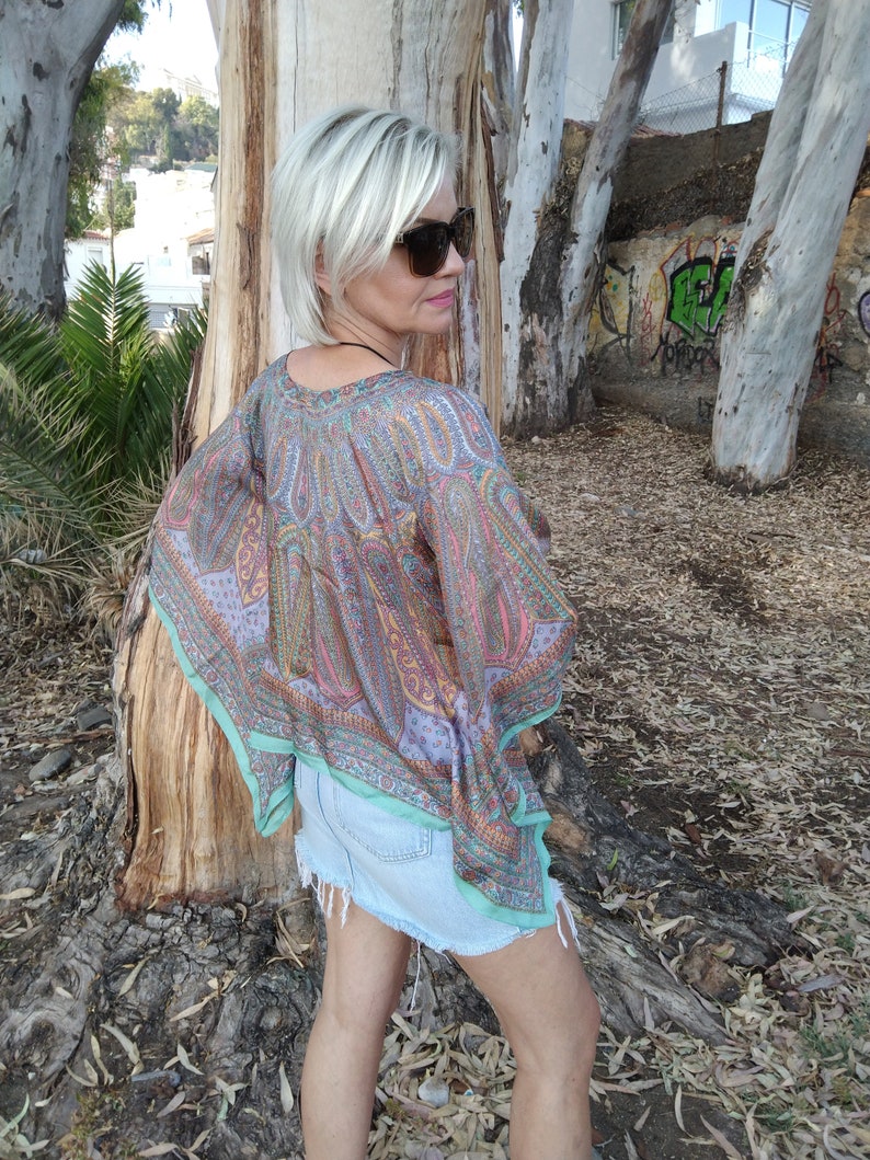 Silk Poncho,silk Tunic,mothers Day Gift,summer Top,boho Poncho,gifts ...