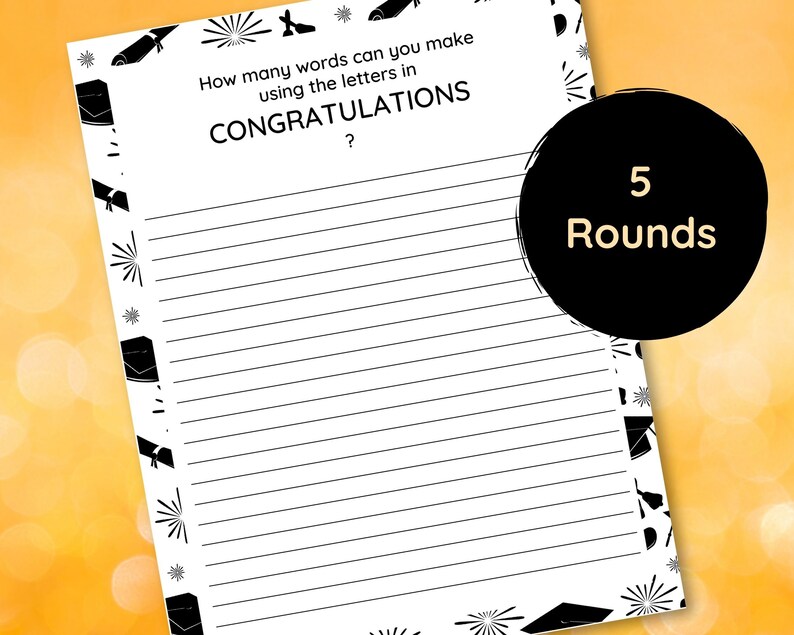 Graduation How Many Words Anagram Puzzle Game Printable PDF in - Etsy
