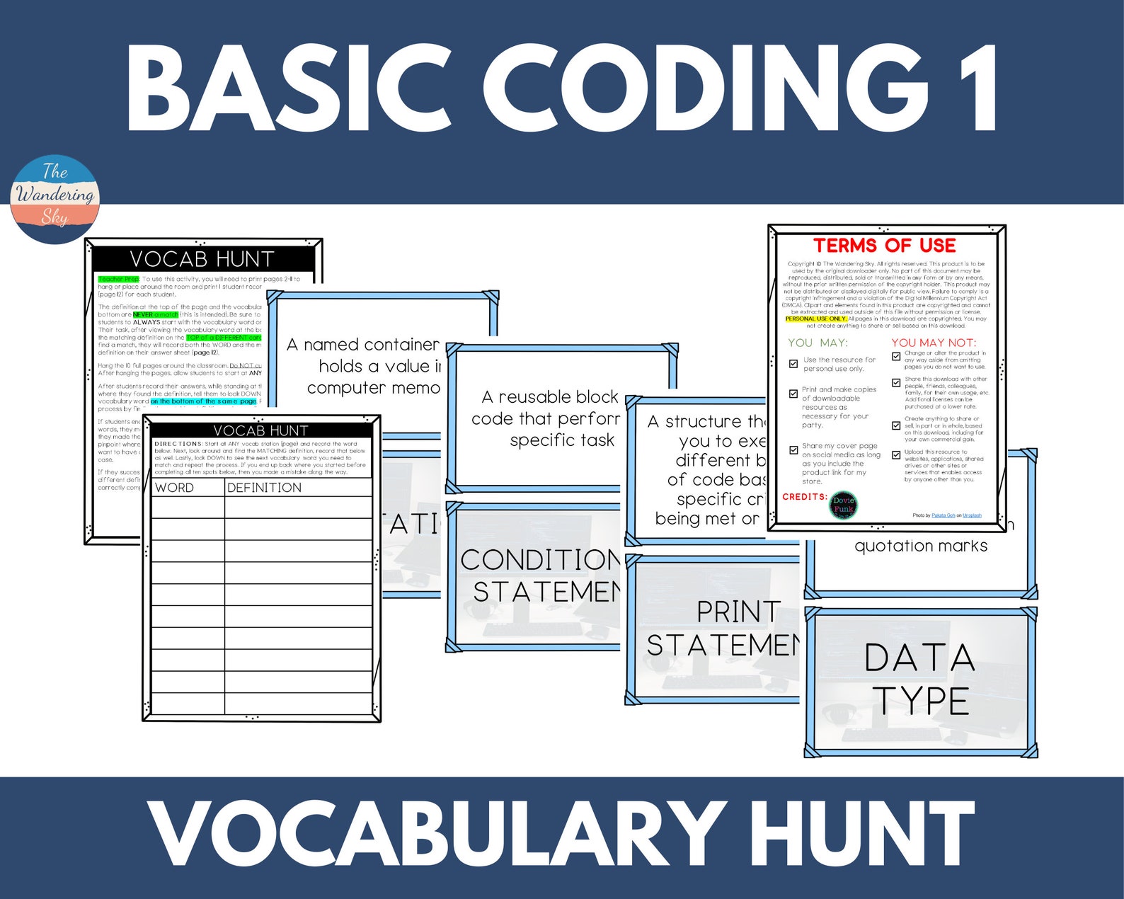 Basic Coding 1 Vocabulary Hunt - Etsy