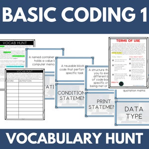 Basic Coding 1 Vocabulary Hunt - Etsy