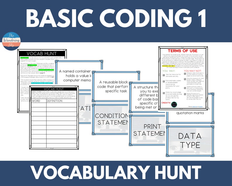 Basic Coding 1 Vocabulary Hunt - Etsy