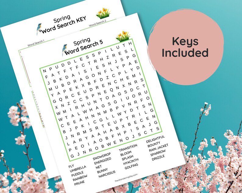 Spring Large Print Word Search Puzzle Game in Printable PDF - Etsy