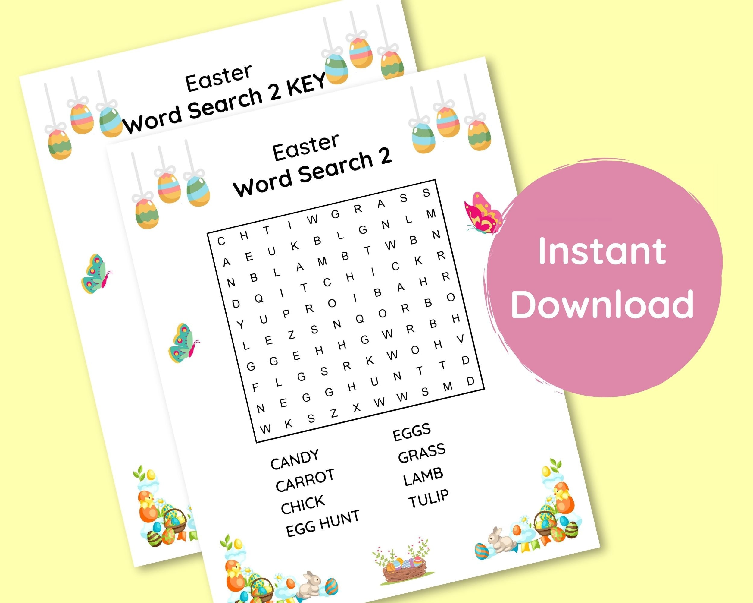 4 Easy Easter Word Search Puzzles for Kinder and Preschool in Printable ...