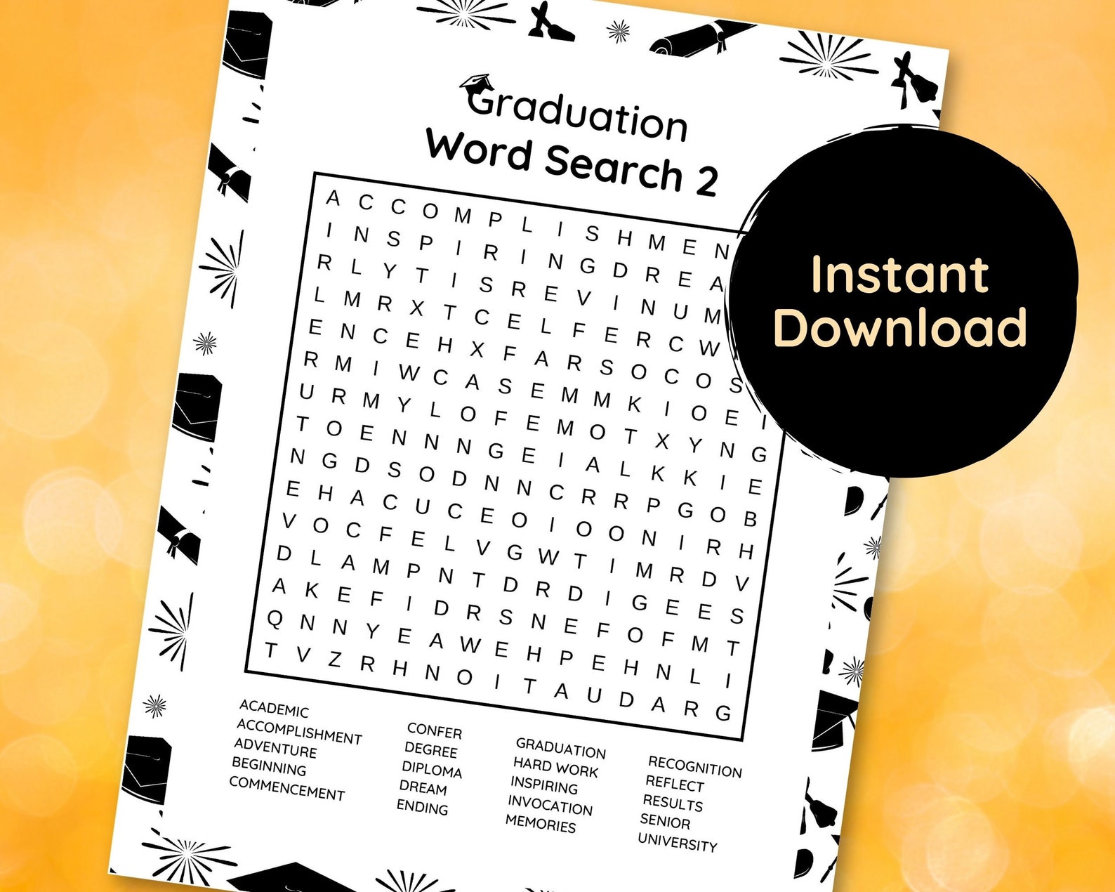 Graduation Word Search Puzzle Game Printable PDF in A4 and US Letter - Etsy