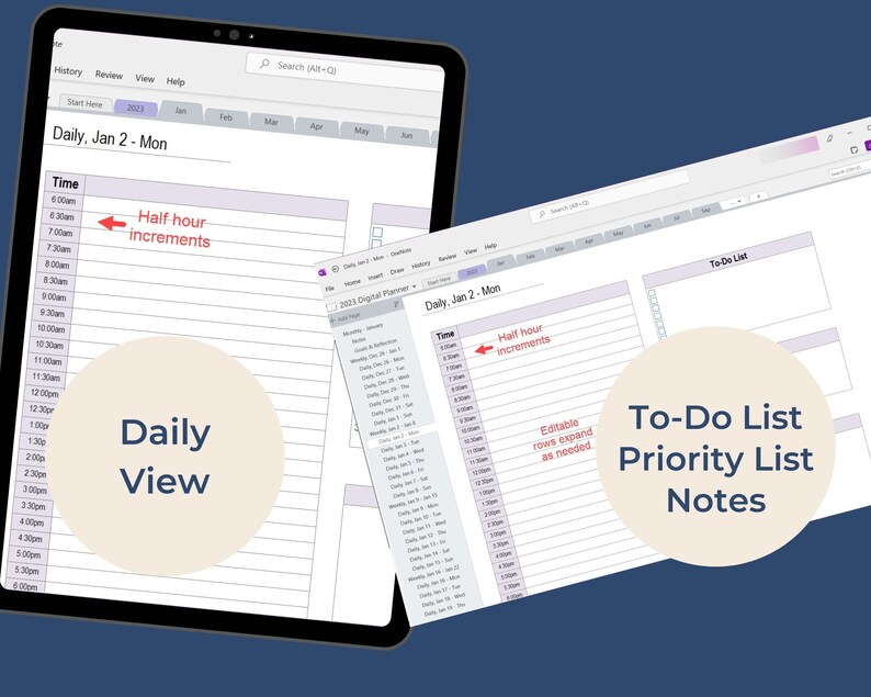 Onenote 2023 Digital Planner With Stickers Monday Start - Etsy