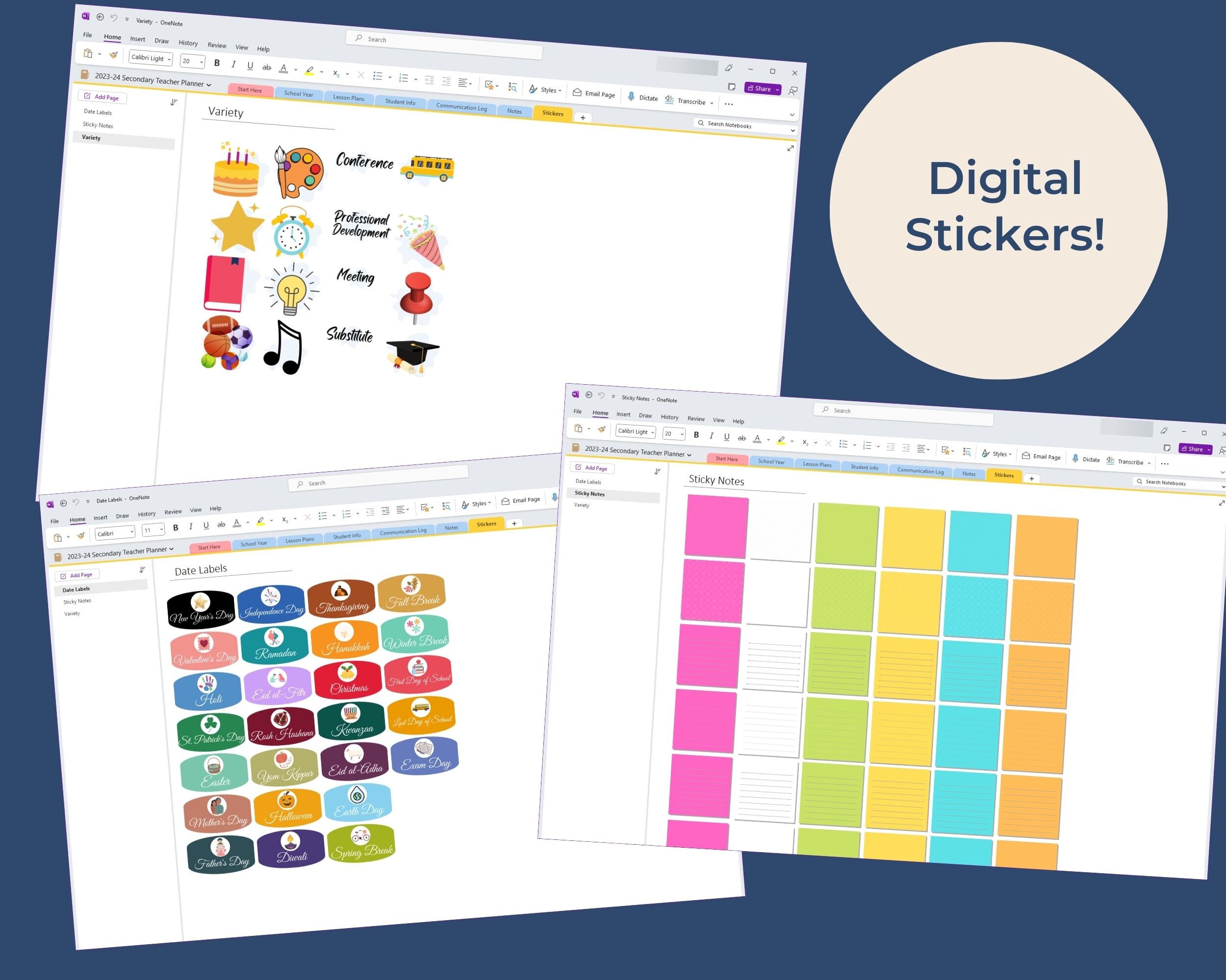 Onenote 2024-25 Sec. Teacher Planner W/daily Plans sun. Start - Etsy
