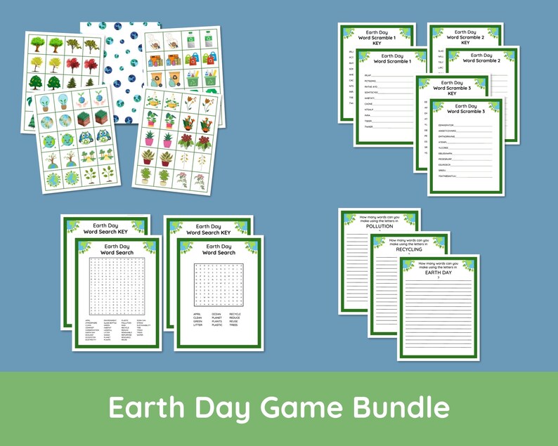 Earth Day Printable Games Bundle - Etsy