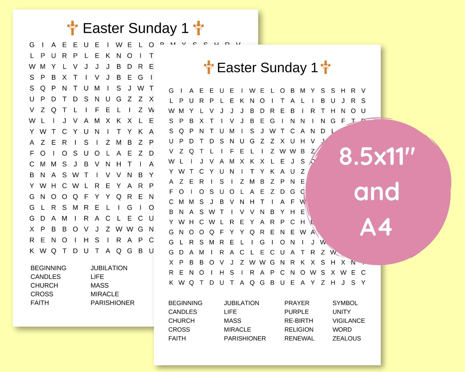 Large Print Easter Sunday Word Search Puzzles for Seniors, Adults in US ...