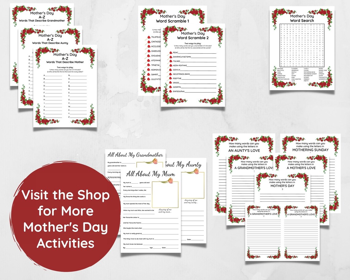 Mother's Day Word Scramble Puzzle Game | Mothering Sunday Printable PDF ...