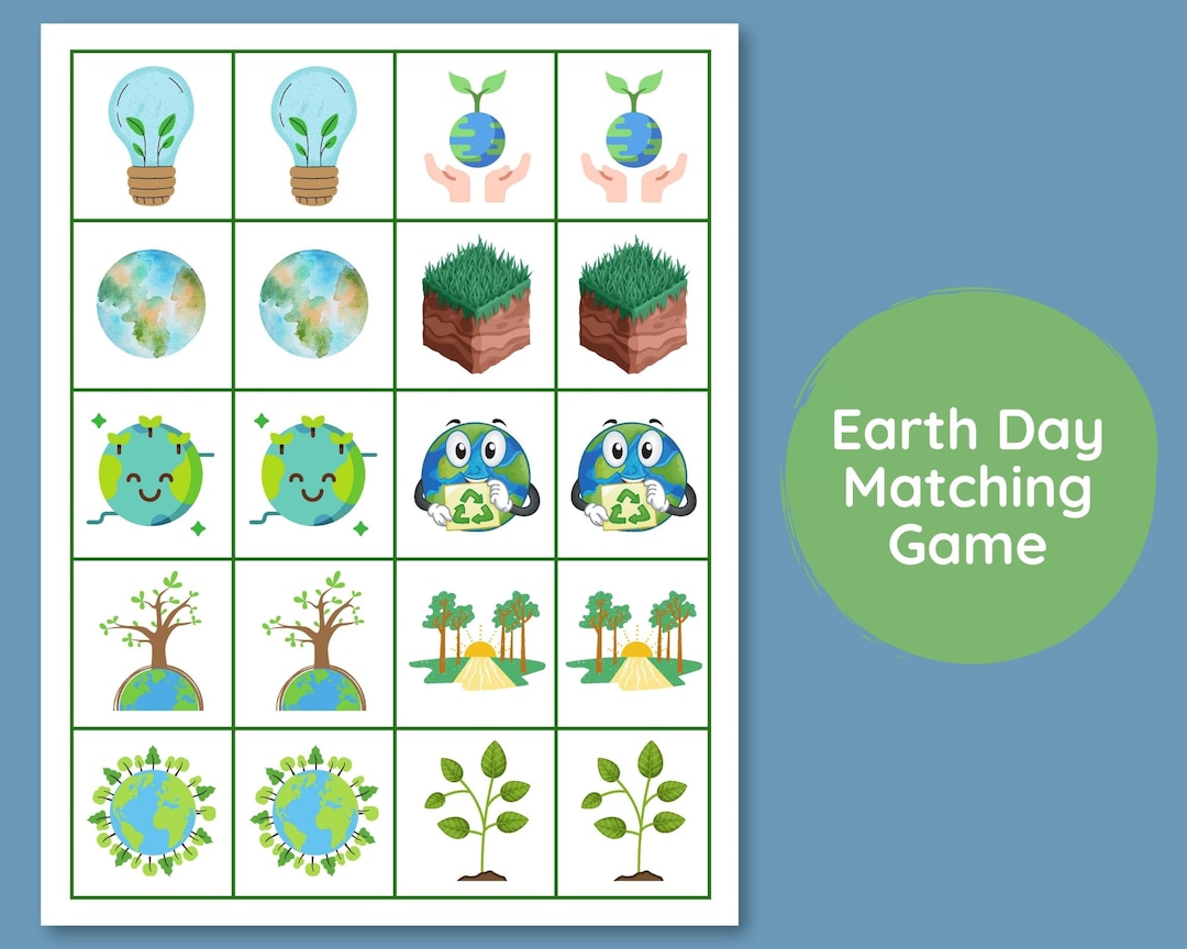 Earth Day Memory Game Printable PDF - Etsy