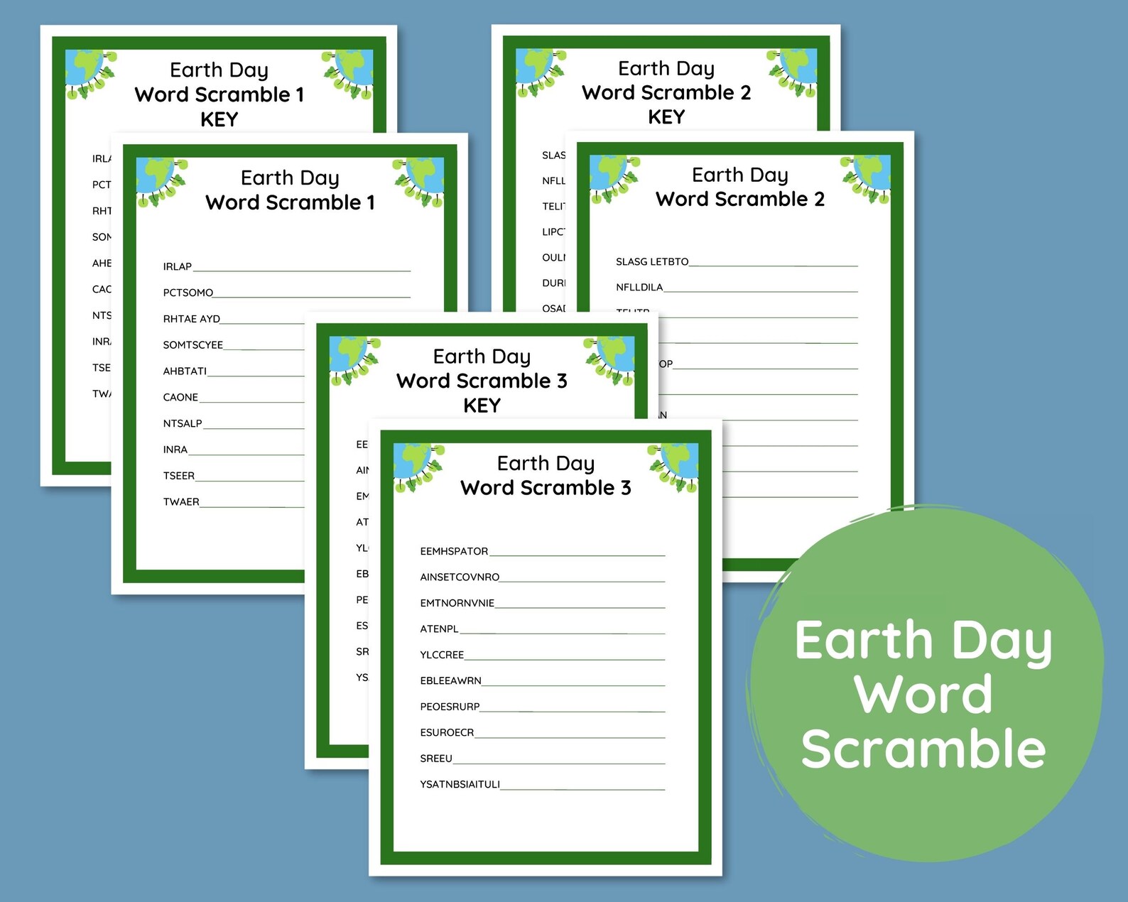 Earth Day Printable Games Bundle - Etsy