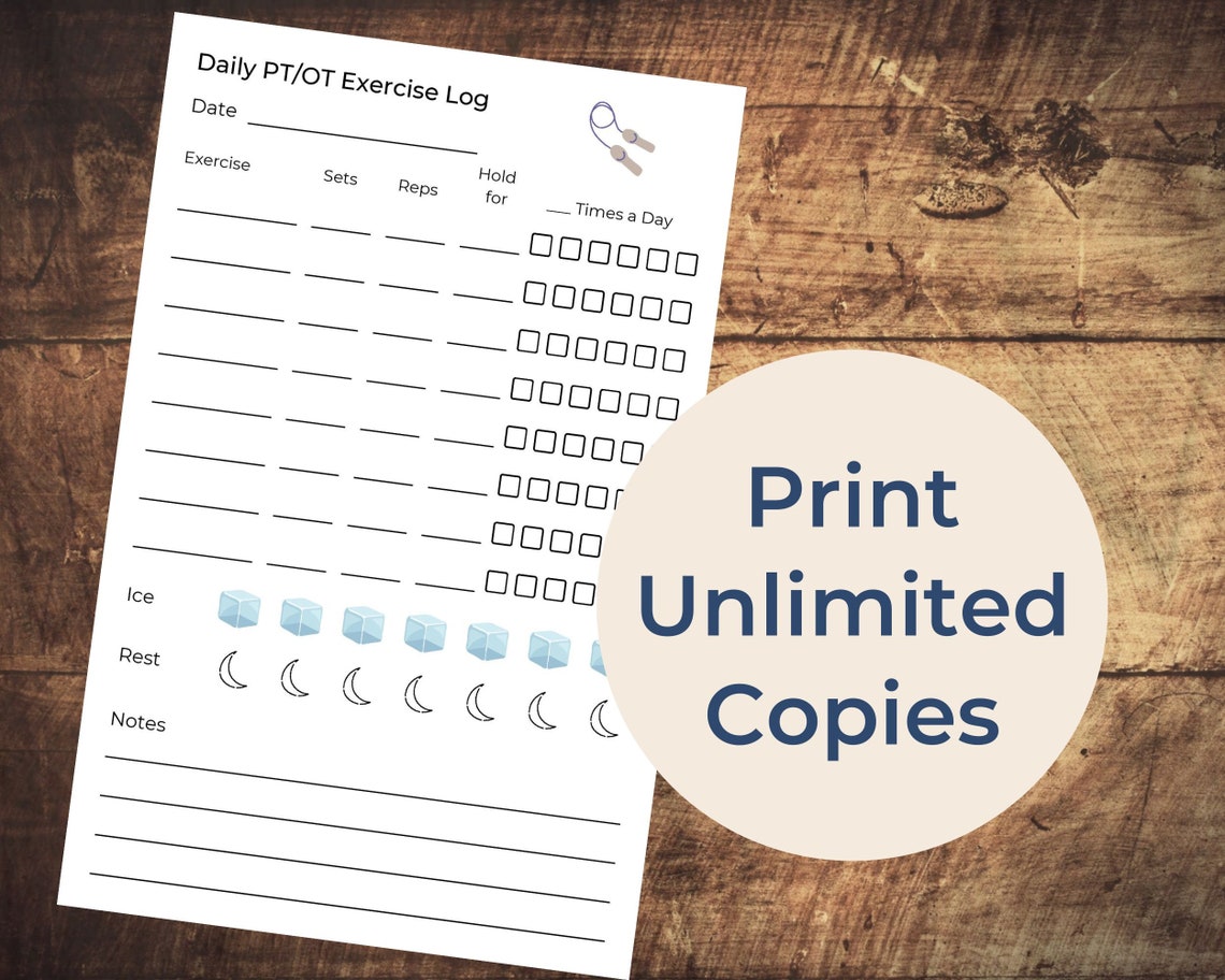 Daily Exercise Log for Physical Therapy | Editable Printable PDF - Etsy