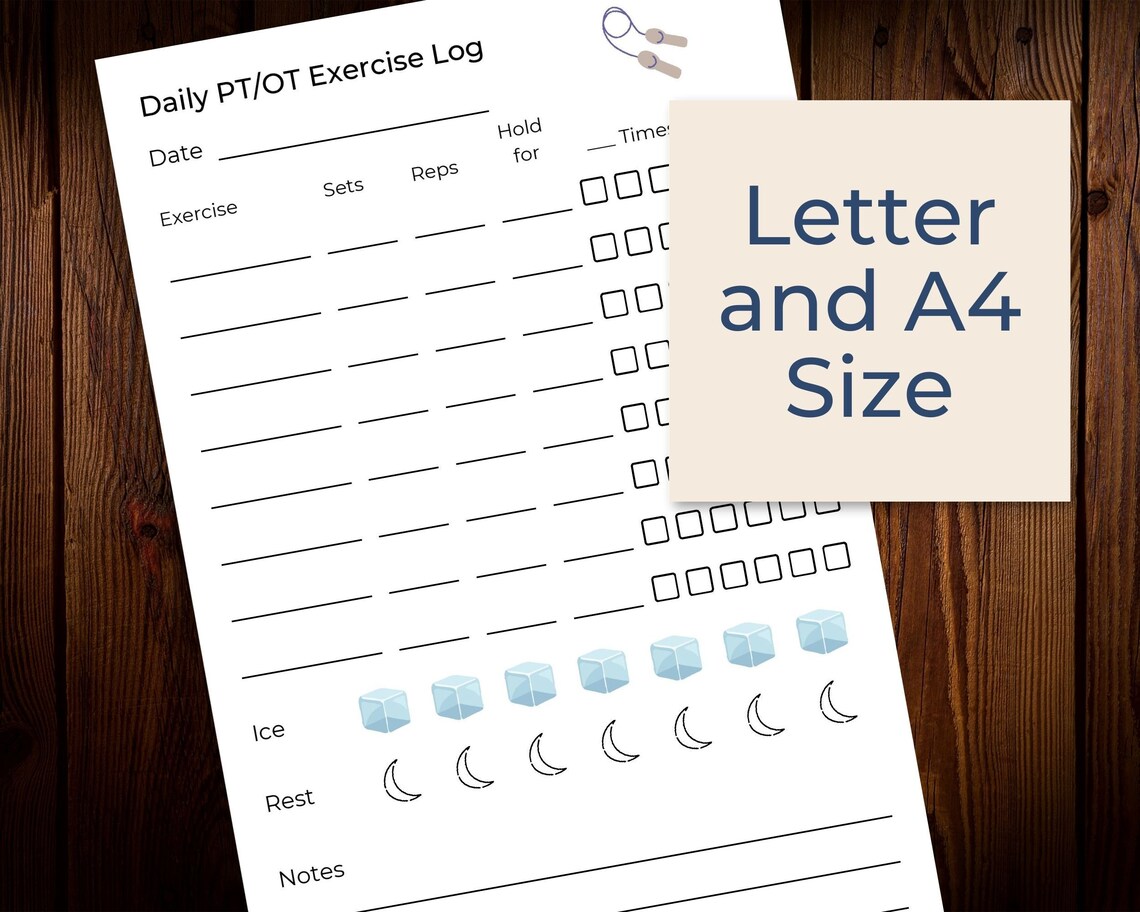 Daily Exercise Log for Physical Therapy Printable PDF - Etsy