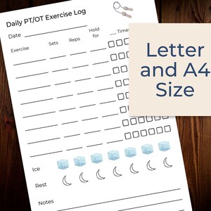 Daily Exercise Log for Physical Therapy Printable PDF - Etsy