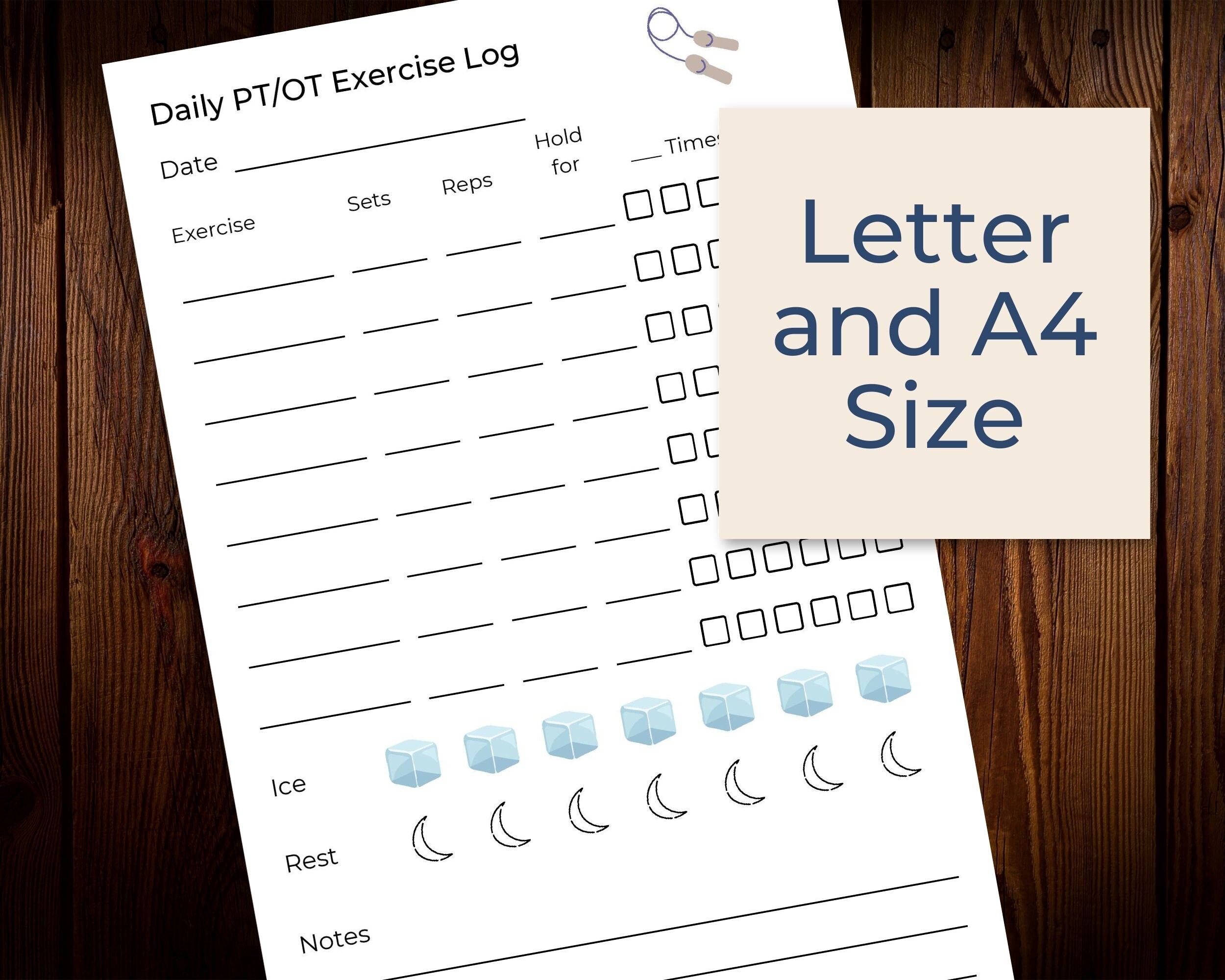 Daily Exercise Log for Physical Therapy Printable PDF - Etsy