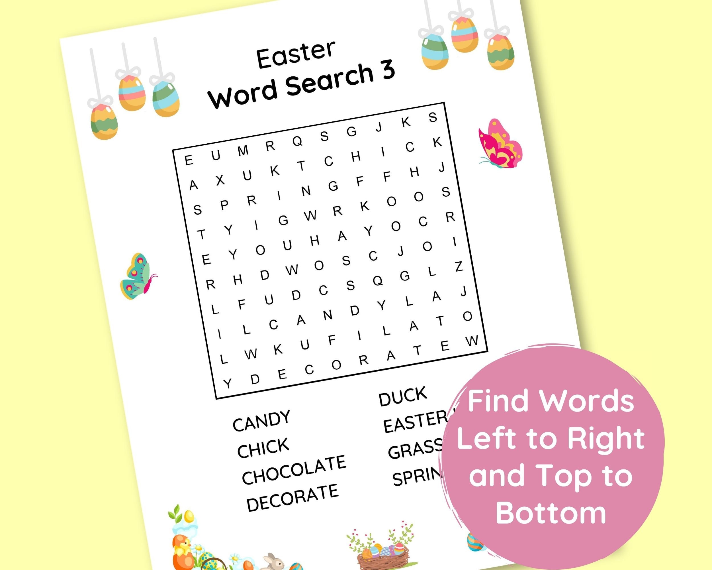 4 Easy Easter Word Search Puzzles for Kinder and Preschool in Printable ...