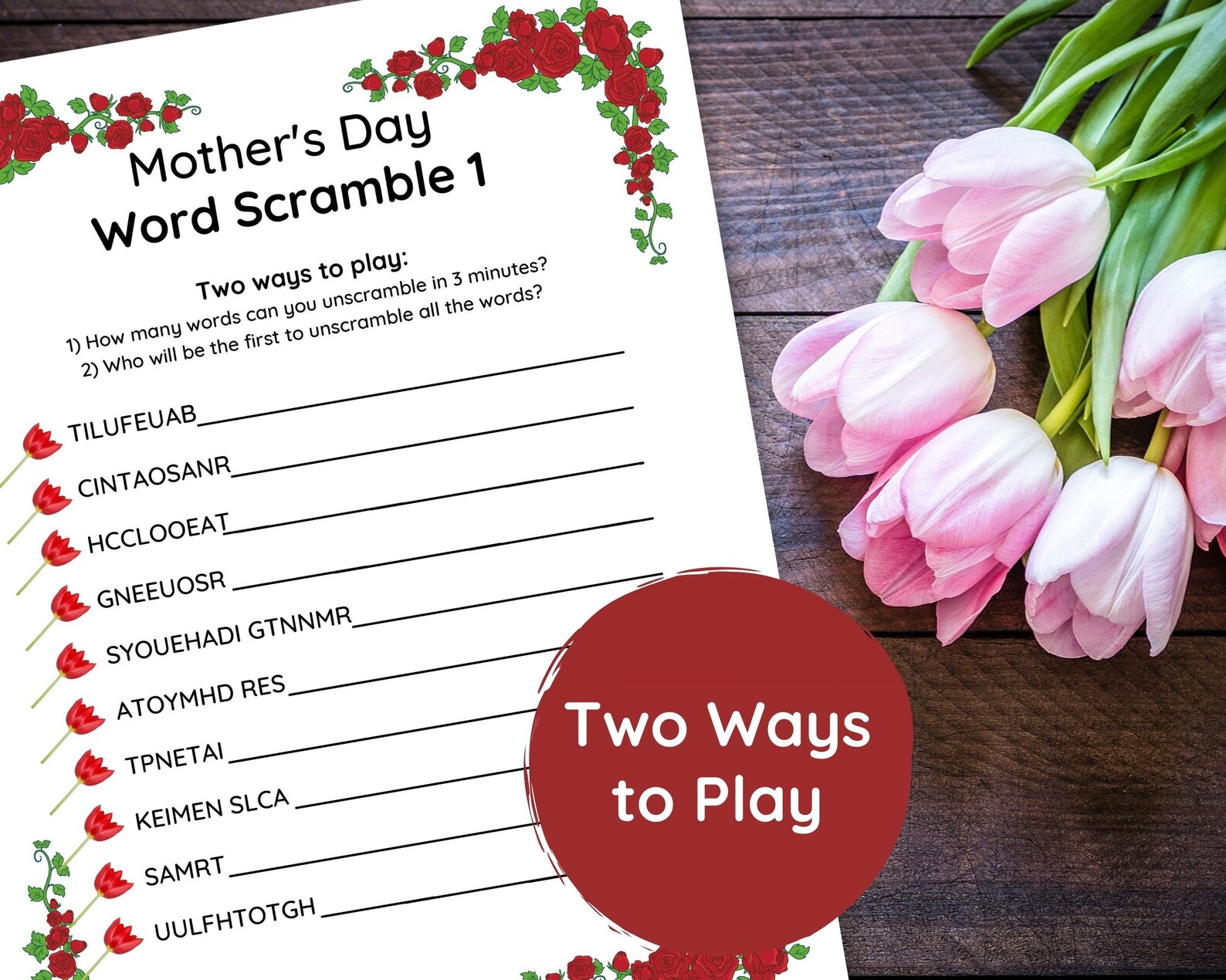 Mother's Day Word Scramble Puzzle Game Mothering Sunday Printable PDF ...