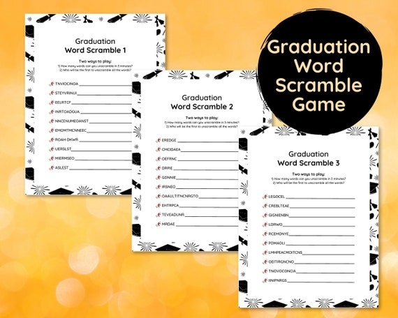 Graduation Word Scramble Party Game Printable PDF - Etsy