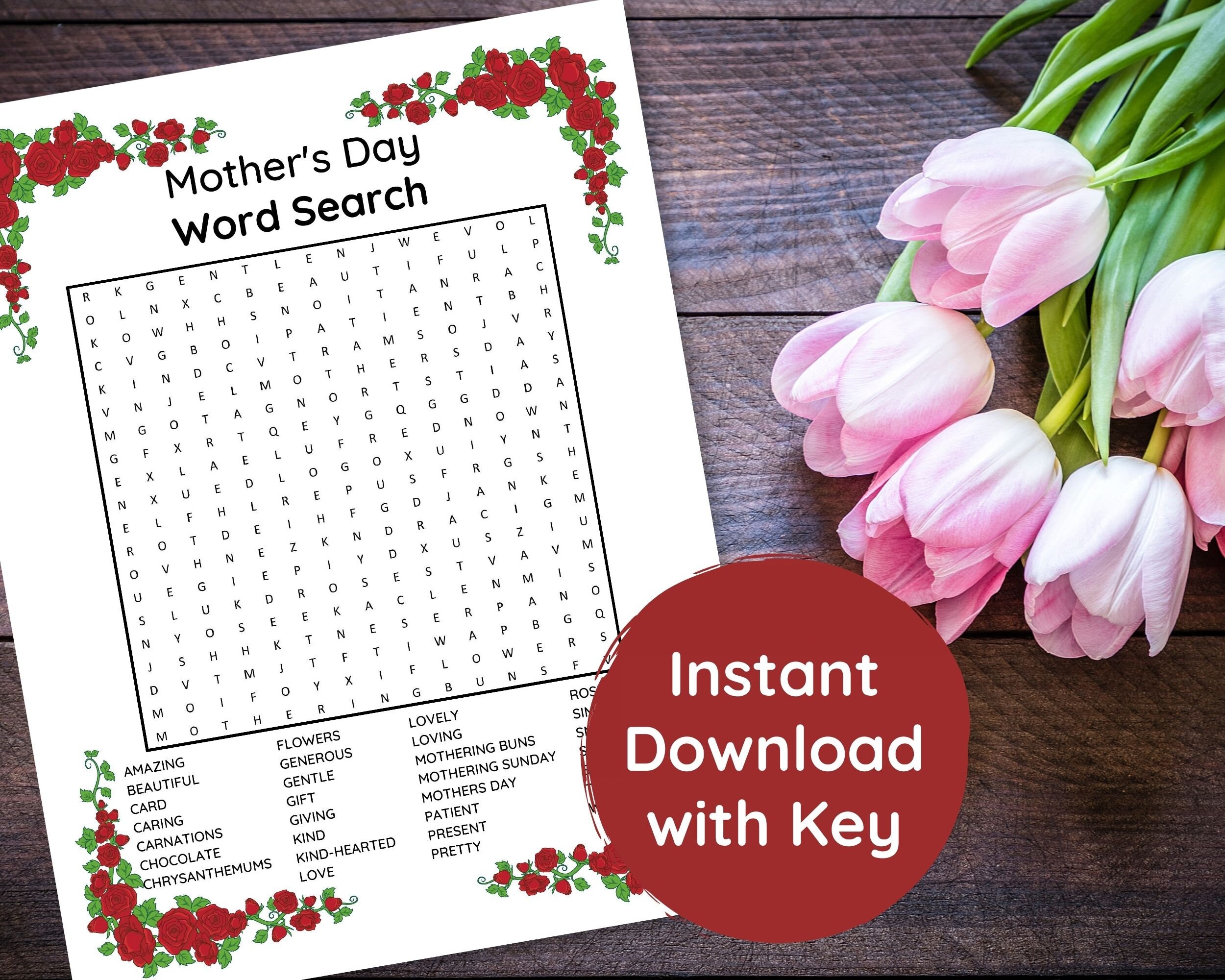 Mothers Day Word Search Puzzle Game Mothering Sunday Printable PDF in ...