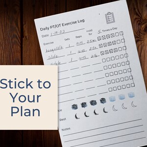 Daily Exercise Log for Physical Therapy Printable PDF - Etsy