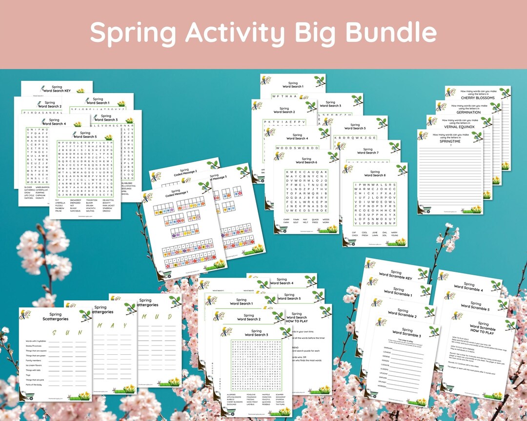 Spring Activity Big Bundle Printable PDF in A4 and 8.5x11 - Etsy