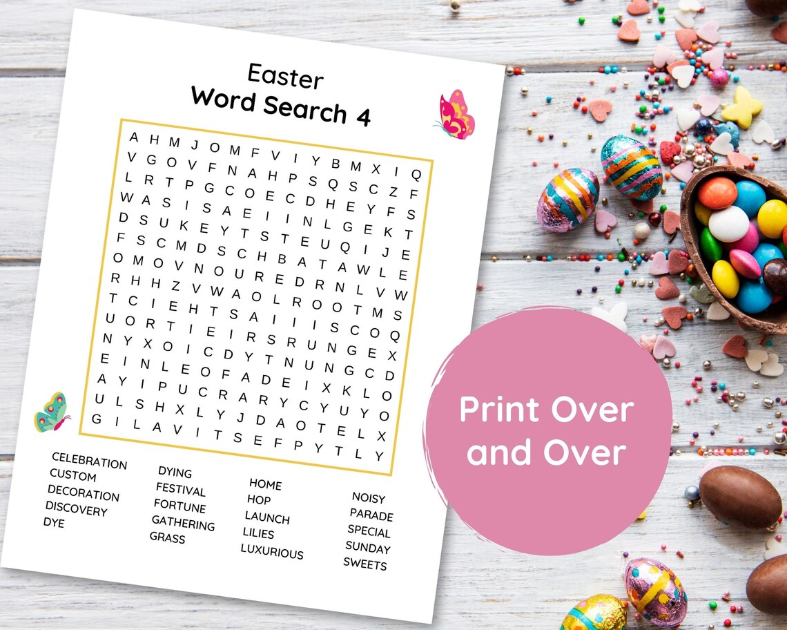 5 Large Print Easter Word Search Puzzles for Seniors, Adults, and Kids ...