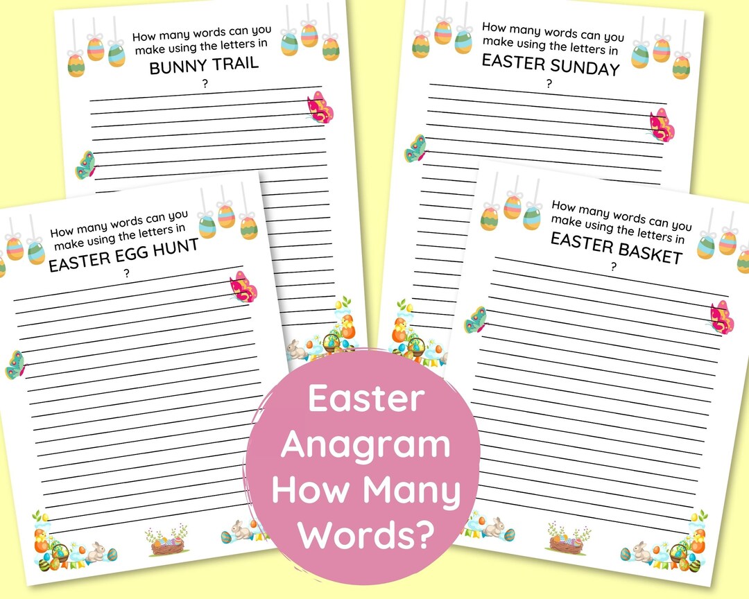 Easter How Many Words Anagram Puzzle Game for Kids and Adults Printable ...