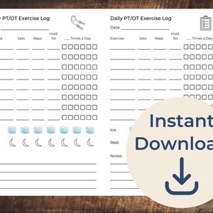 Daily Exercise Log for Physical Therapy | Editable Printable PDF - Etsy