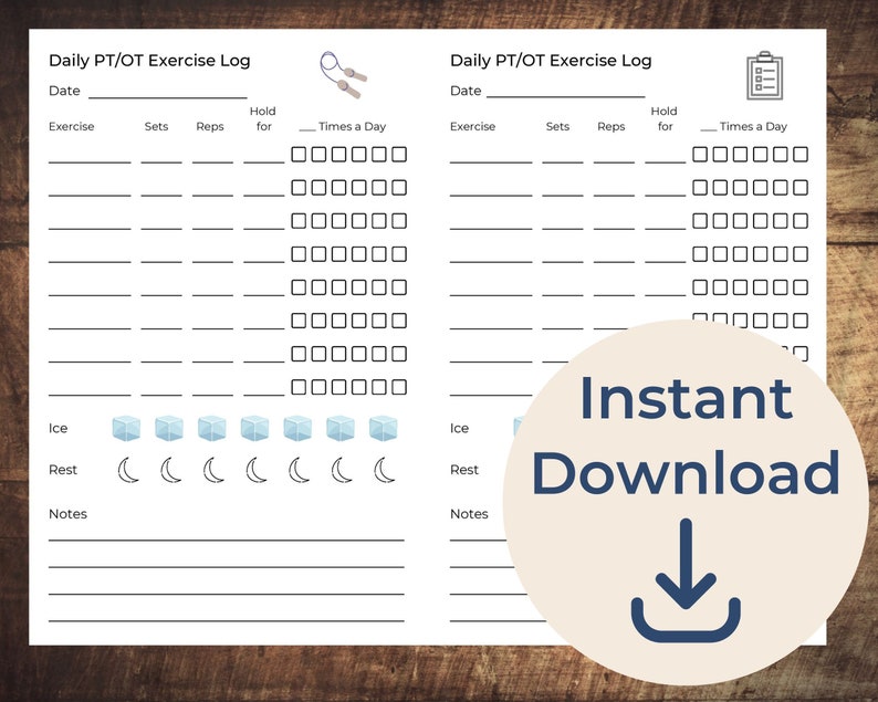 Daily Exercise Log for Physical Therapy | Editable Printable PDF - Etsy