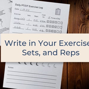 Daily Exercise Log for Physical Therapy Printable PDF - Etsy
