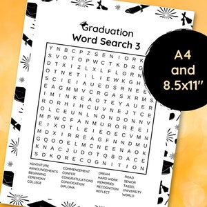 Graduation Word Search Puzzle Game Printable PDF in A4 and US Letter - Etsy