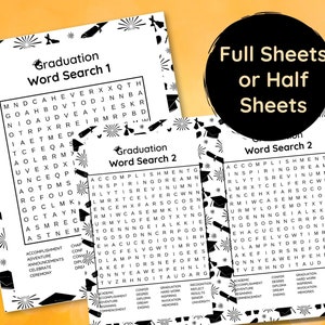 Graduation Word Search Puzzle Game Printable PDF in A4 and US Letter - Etsy