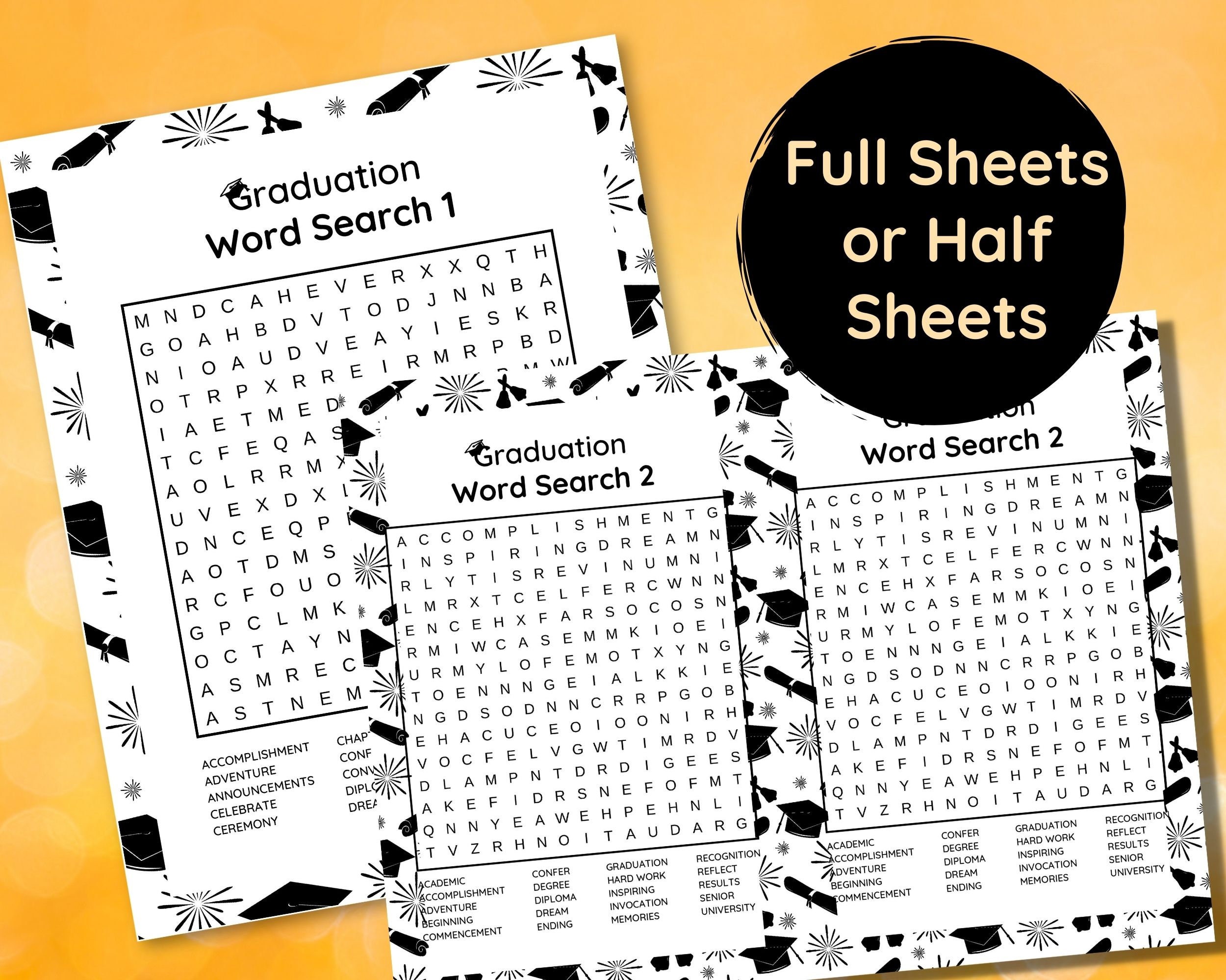 Graduation Word Search Puzzle Game Printable PDF in A4 and US Letter - Etsy