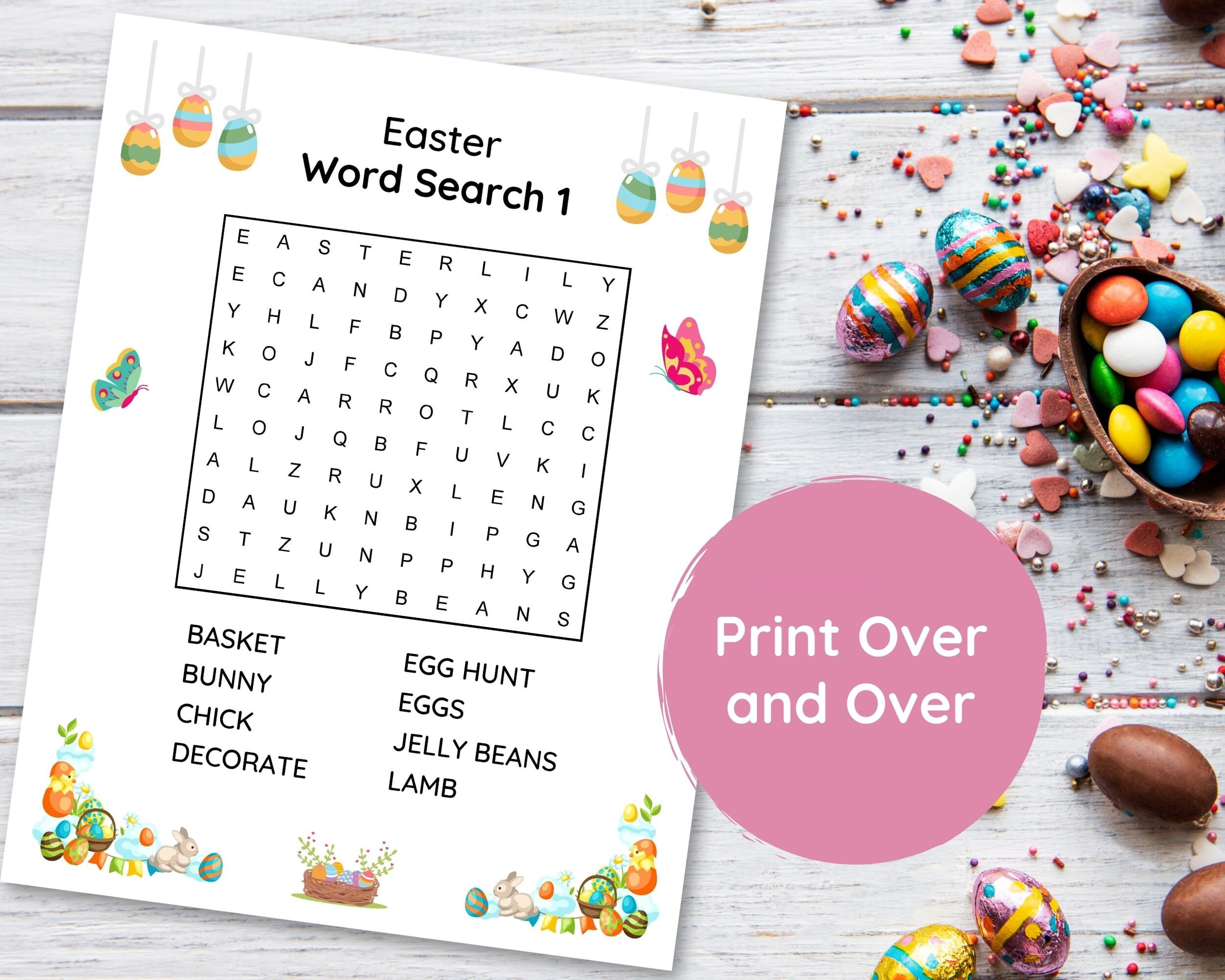 4 Easy Easter Word Search Puzzles for Kinder and Preschool in Printable ...