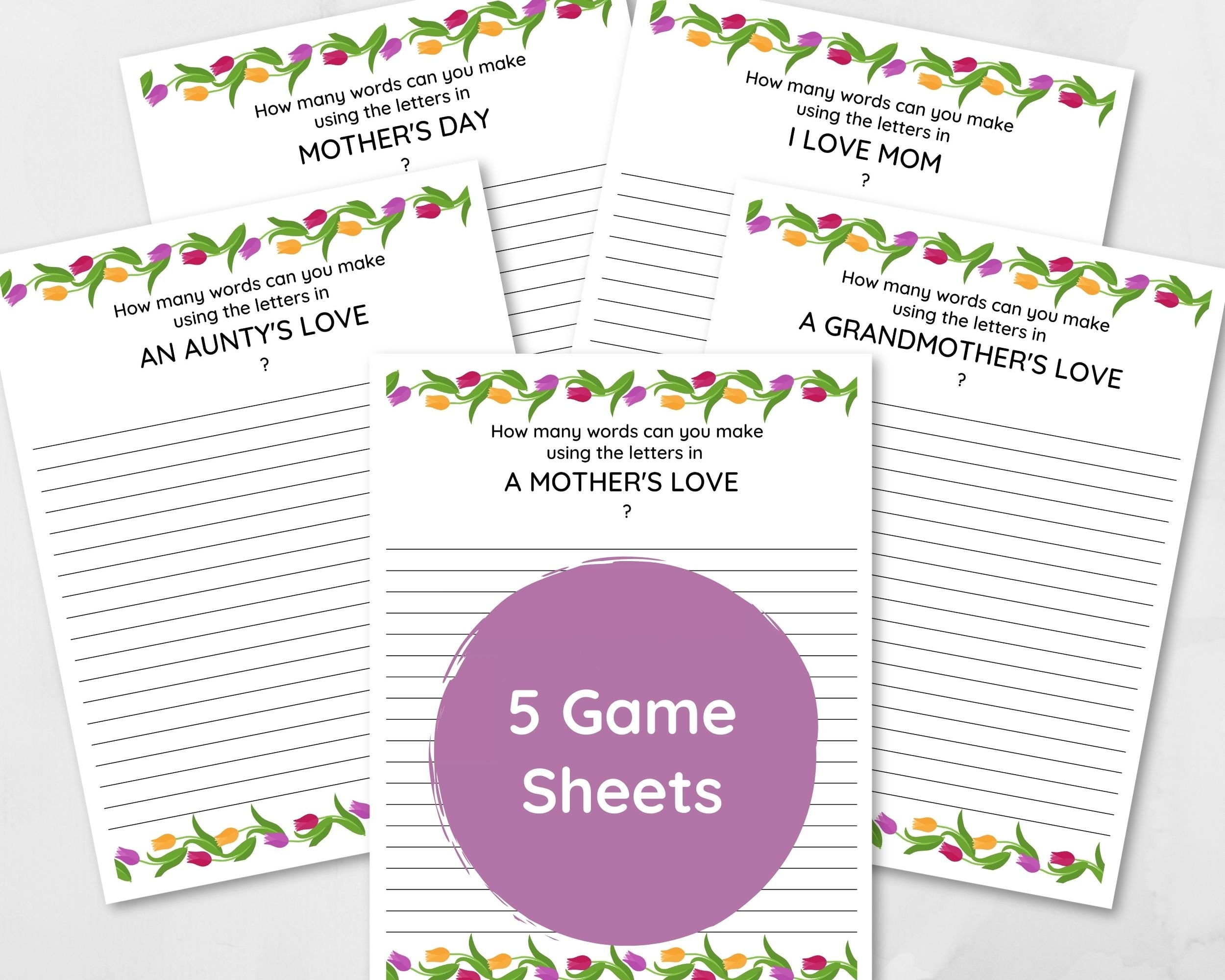 Mothers Day How Many Words Anagram Puzzle Game for Kids and Adults ...