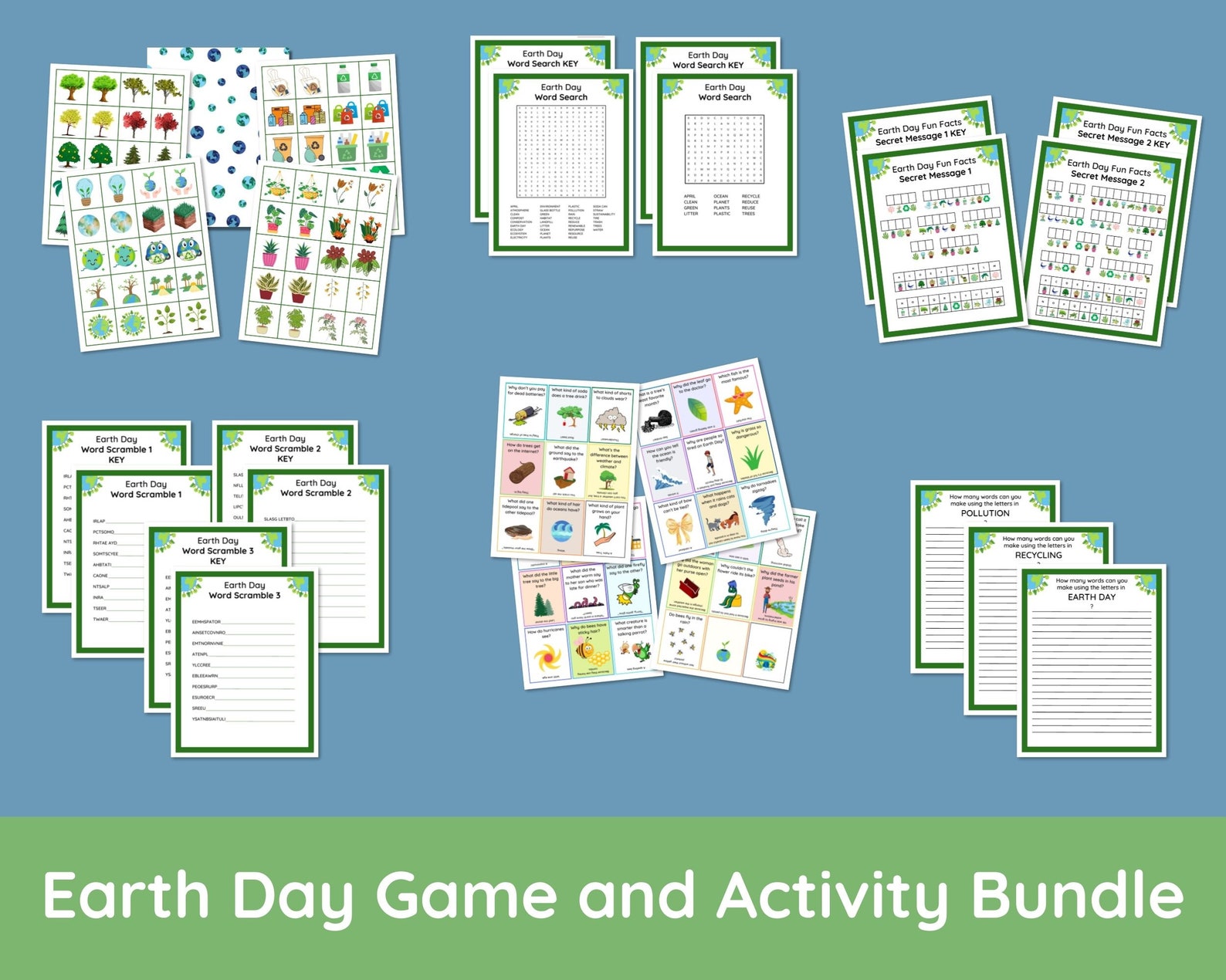Earth Day Memory Game Printable PDF - Etsy