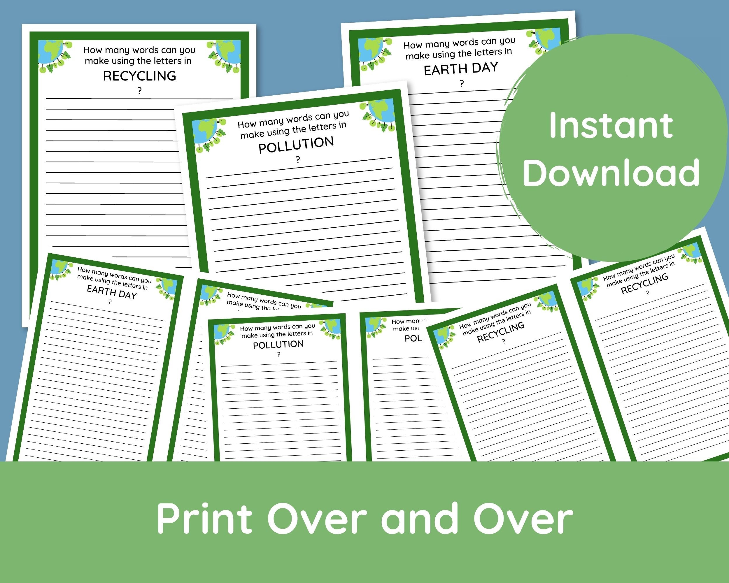 Earth Day How Many Words Anagram Game Printable PDF - Etsy