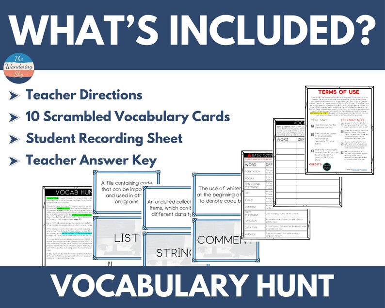 Basic Coding 1 Vocabulary Hunt - Etsy