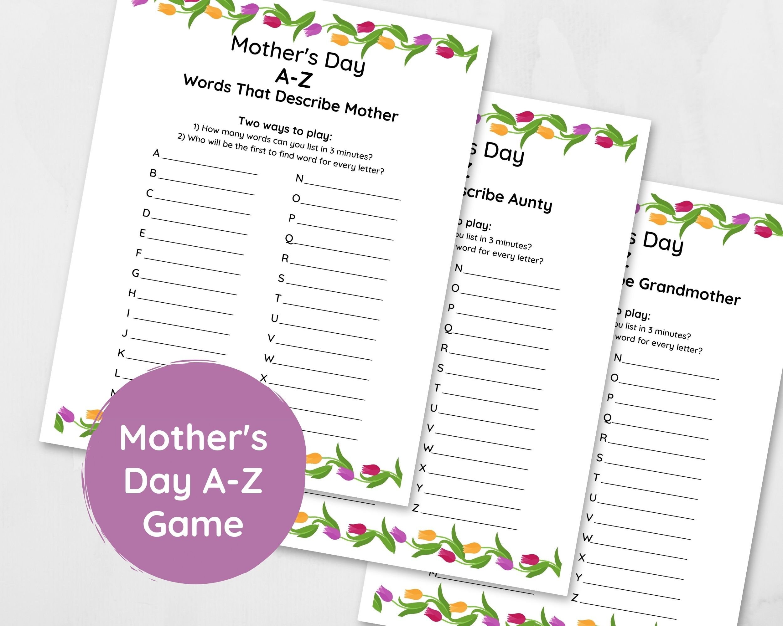 Mothers Day 8 Game and Activity Bundle Printable PDF in A4 and 8.5x11 ...