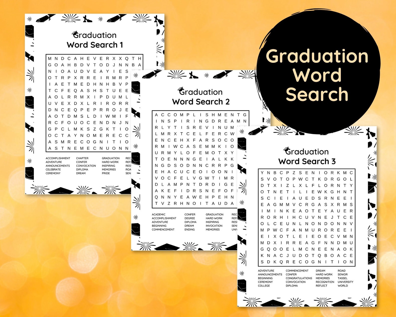 Graduation Word Search Puzzle Game Printable PDF in A4 and US Letter - Etsy