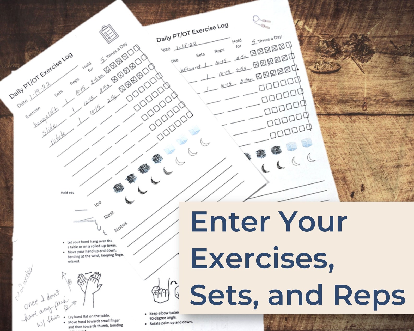 Daily Exercise Log for Physical Therapy | Editable Printable PDF - Etsy