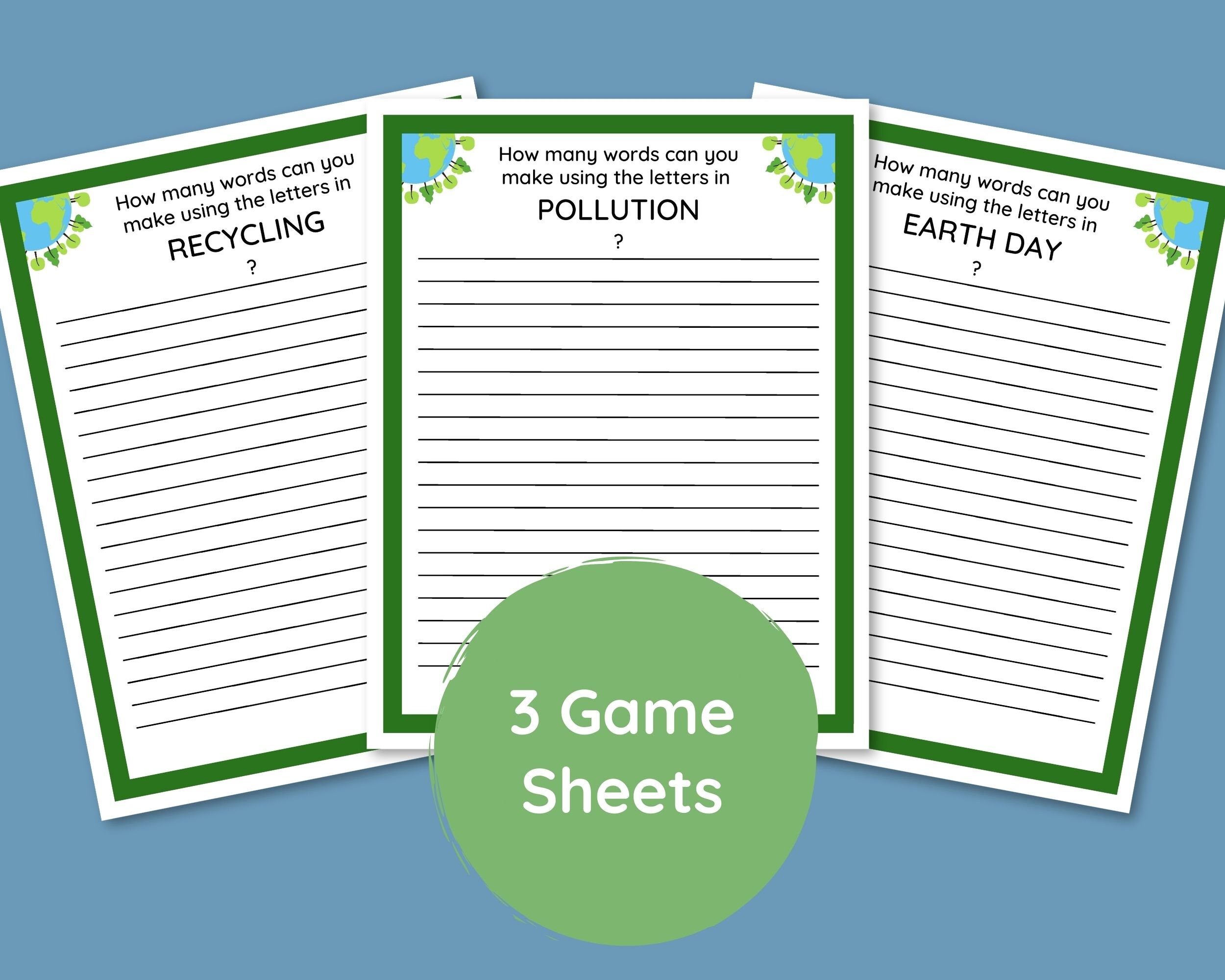 Earth Day How Many Words Anagram Game Printable PDF - Etsy