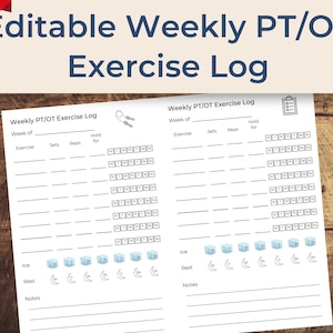 Daily Exercise Log for Physical Therapy Editable Printable PDF - Etsy