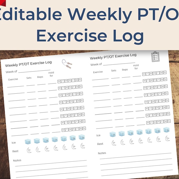 Daily Exercise Log for Physical Therapy Editable Printable PDF - Etsy