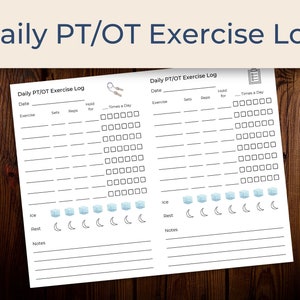 Daily Exercise Log for Physical Therapy Printable PDF - Etsy