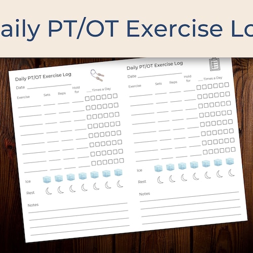 Daily Exercise Log for Physical Therapy Printable PDF - Etsy