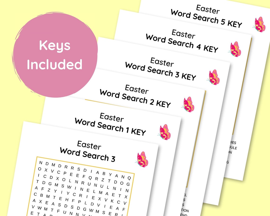 5 Large Print Easter Word Search Puzzles for Seniors, Adults, and Kids ...