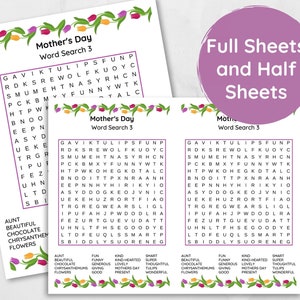 Mothers Day Word Search Puzzle Game Printable PDF in A4 and US Letter ...