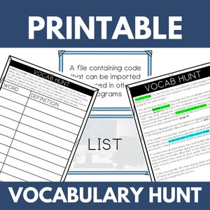 Basic Coding 1 Vocabulary Hunt - Etsy