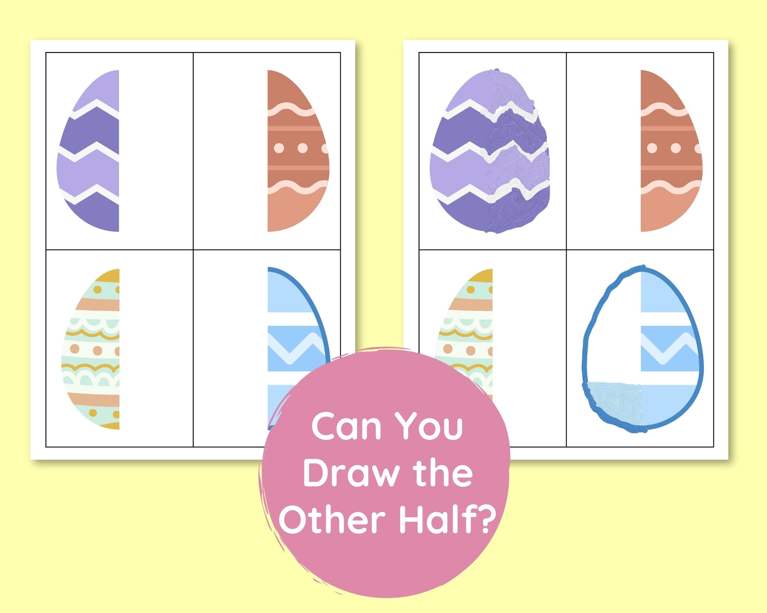 Easter Egg Symmetry Activity for Kids and Adults Printable PDF in 8.5 X ...